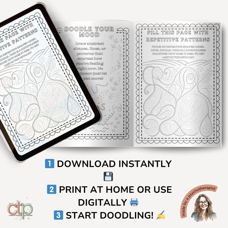 7-day Doodle Challenge, Printable Doodling Sheets for Destress, Art ...