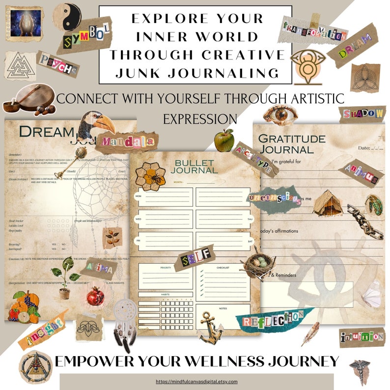 Printable Jungian Junk Journal Kit Creative Therapy Digital ...