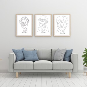Printable Therapy Office Decor Set Psychoanalyst Portraits Line Art ...