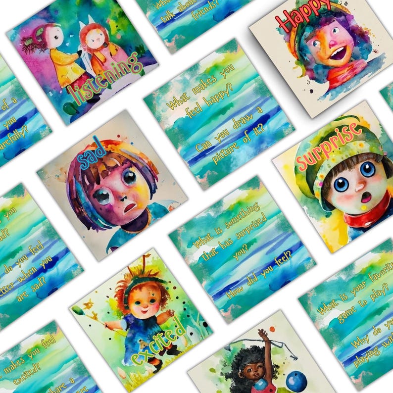 Printable Children's Feelings Emotions Cards 24 Printable Flash Cards ...