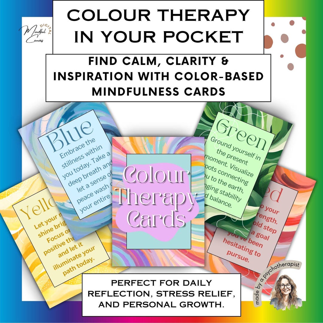 Colour Therapy Printable Cards | Affirmation & Chromotherapy Digital ...