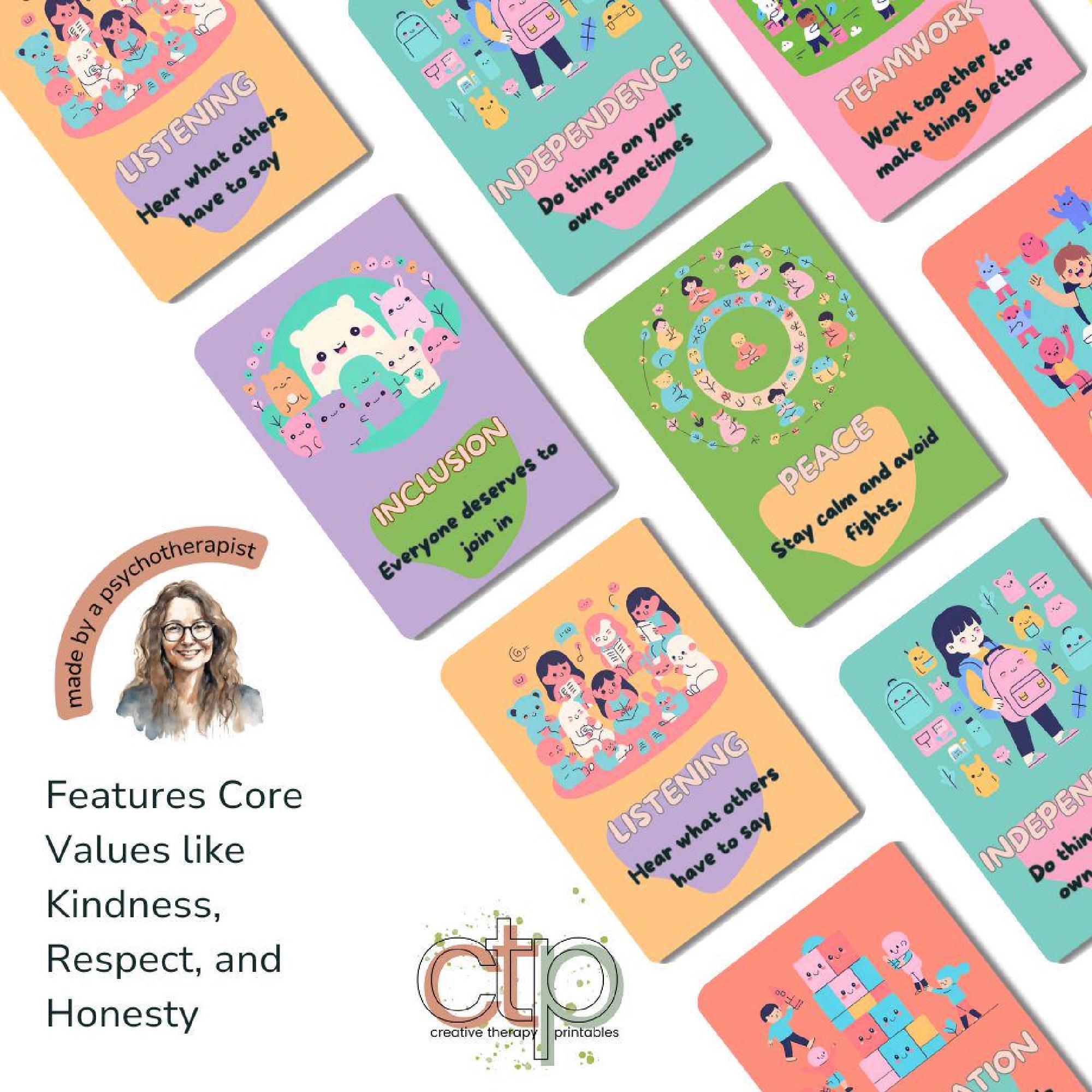 Social Skills Cards; Values for Kids: Printable SEL Tool for Feelings ...