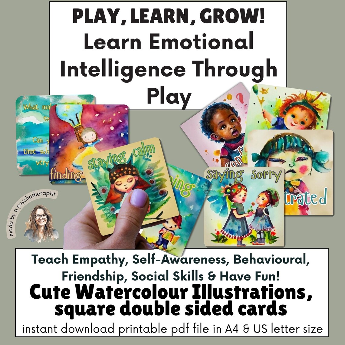 Printable Children's Feelings Emotions Cards 24 Printable Flash Cards ...