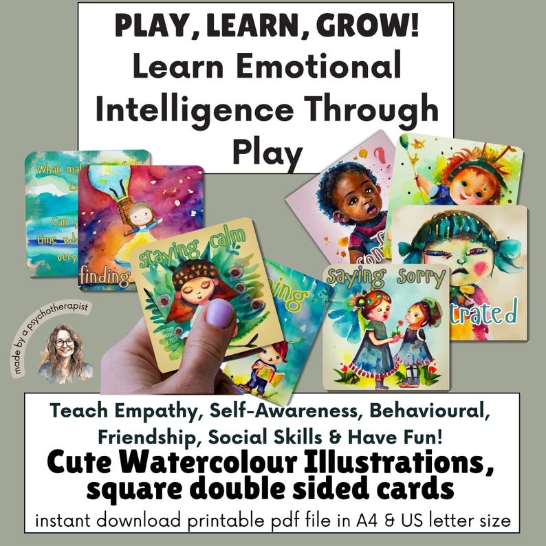 Printable Children's Feelings Emotions Cards 24 Printable Flash Cards ...