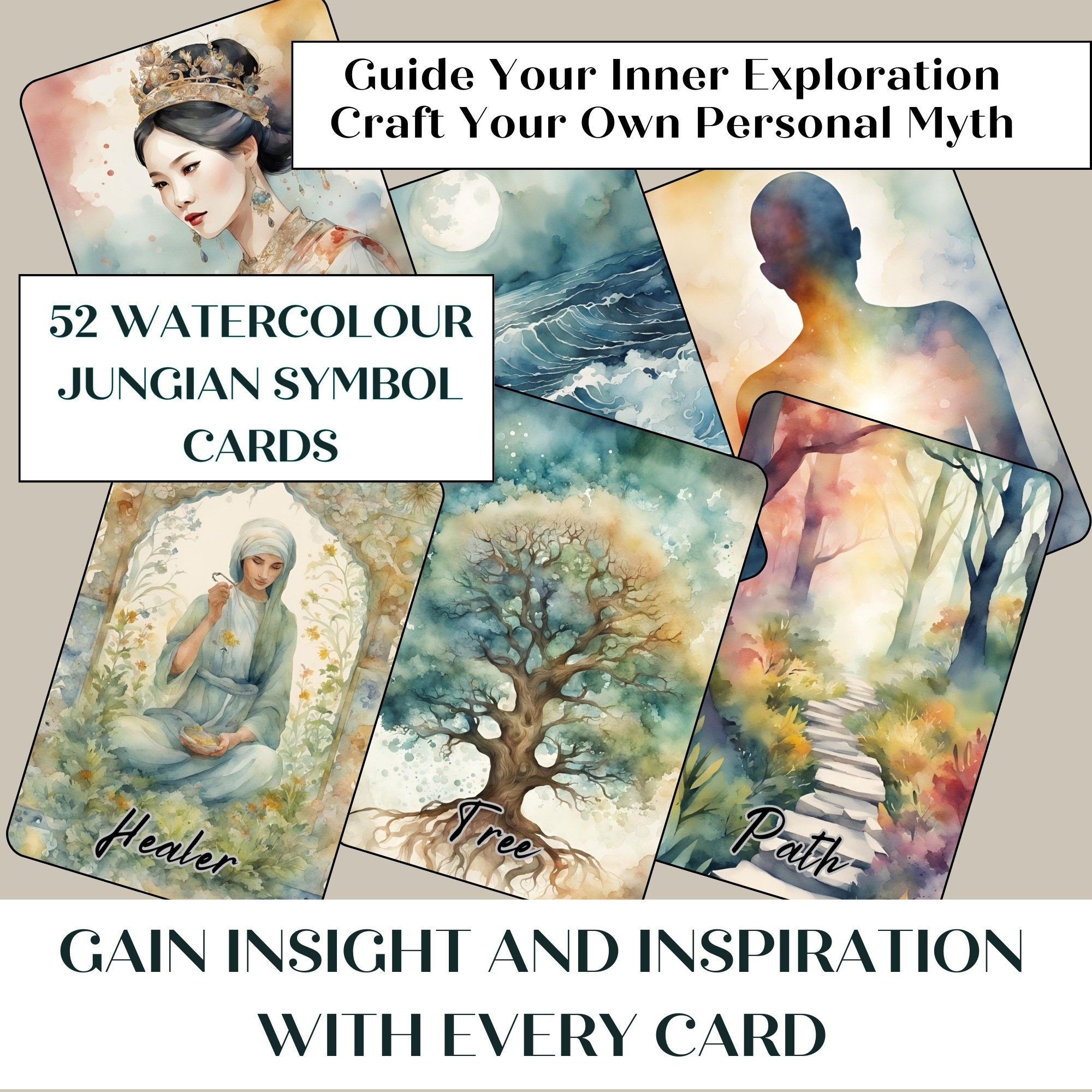 Jungian Archetype Symbol Cards Printable Oracle Deck for Personal Development, Art Therapy ...