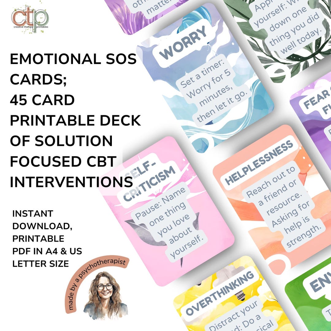 CBT Emotional Support Cards: Grounding & Anxiety Relief (printable) - Etsy