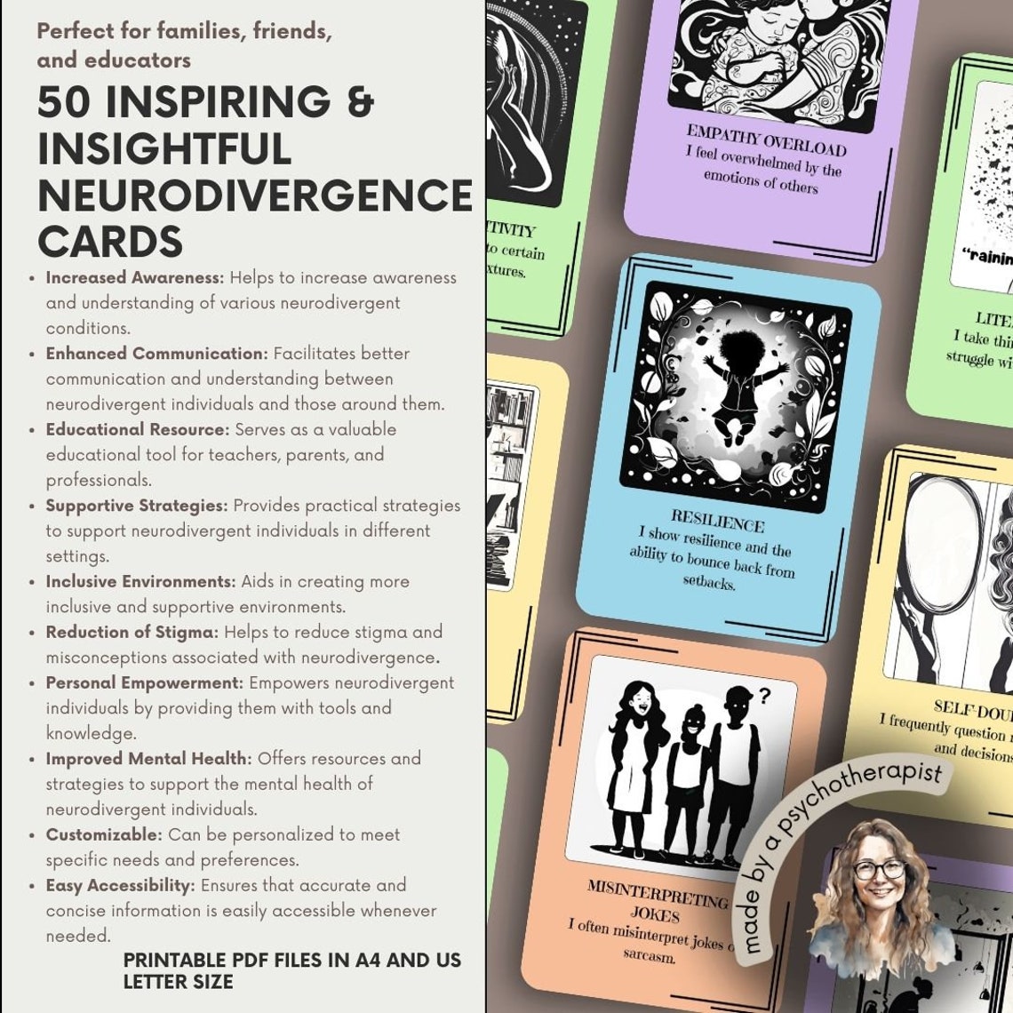 Printable Neurodivergence Card Game 50 PDF Flash Cards ADHD & Autism ...