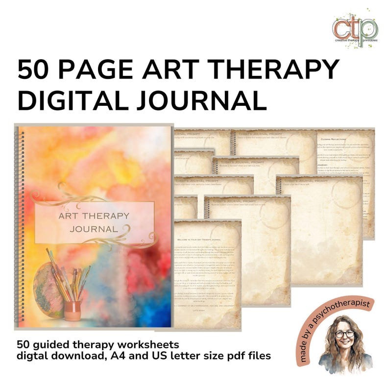 Art Therapy Journal: 50 Printable Prompts for Self-care and Mental ...