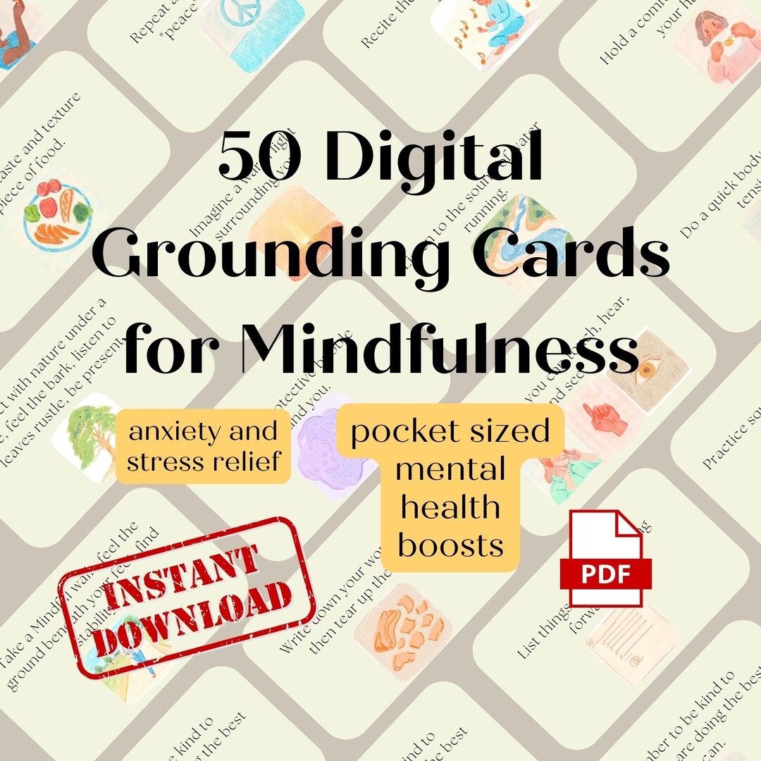 Grounding Cards for Mental Wellbeing Anxiety Relief Exercises, 50 ...