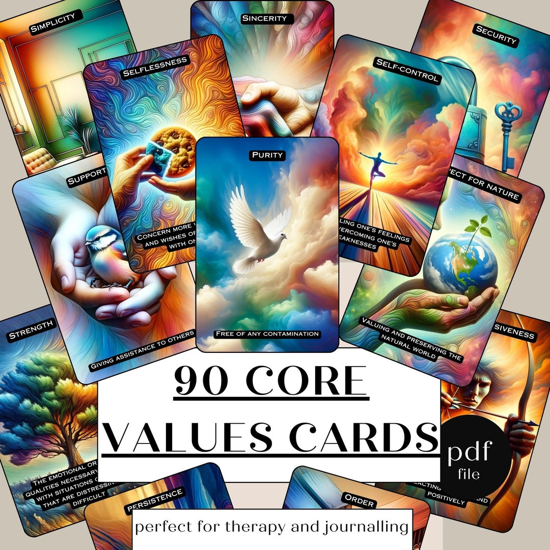 Printable Values Cards for Self Awareness, Exploration, Personal Growth ...