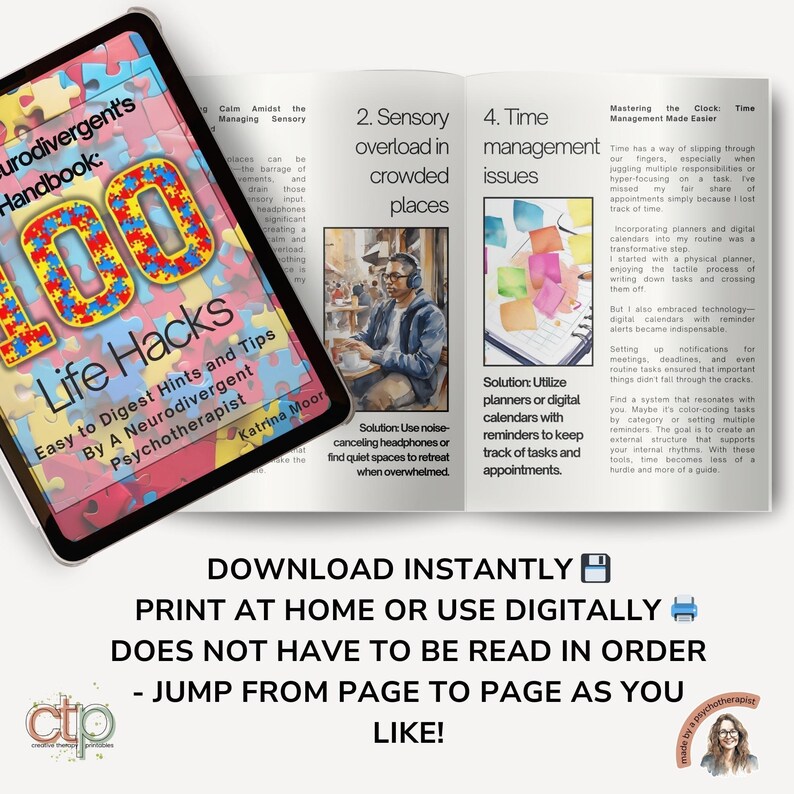 Neurodiversity Ebook: 100 Life Hacks - ADHD & Autism Resources (PDF) - Etsy