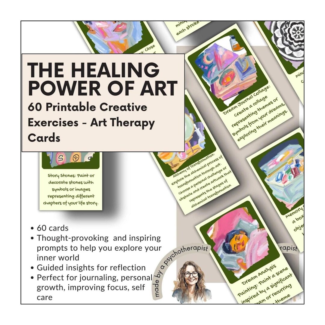 Printable Art Therapy Cards for Mental Health & Self-care, Mindfulness ...