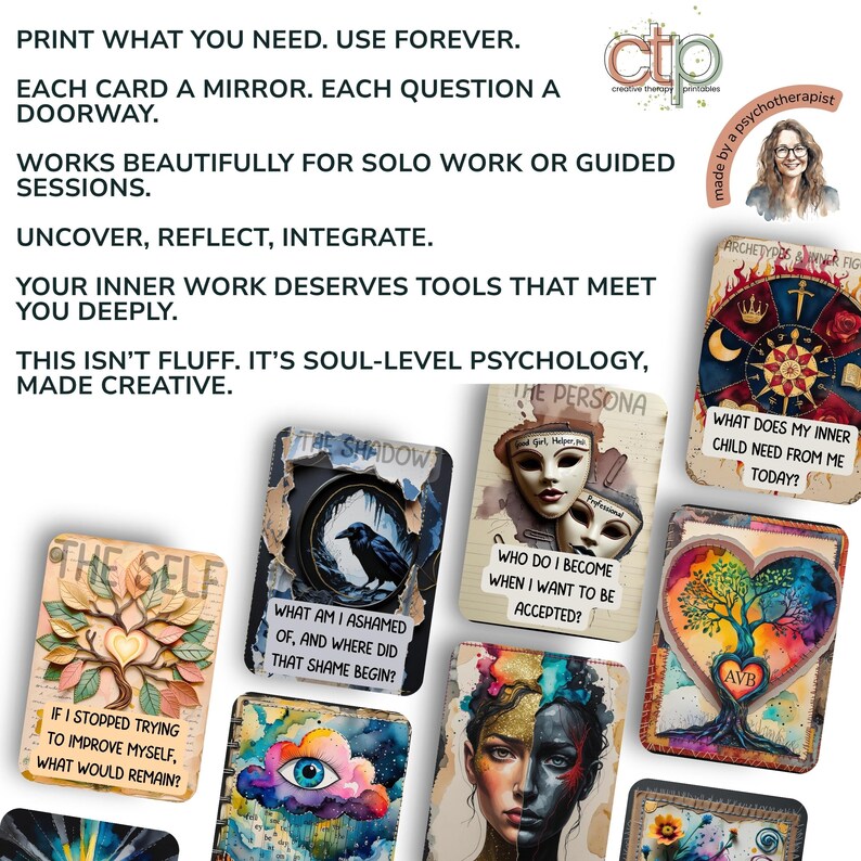 Jungian Therapy Reflection Cards: Printable Self-discovery Deck (PDF ...