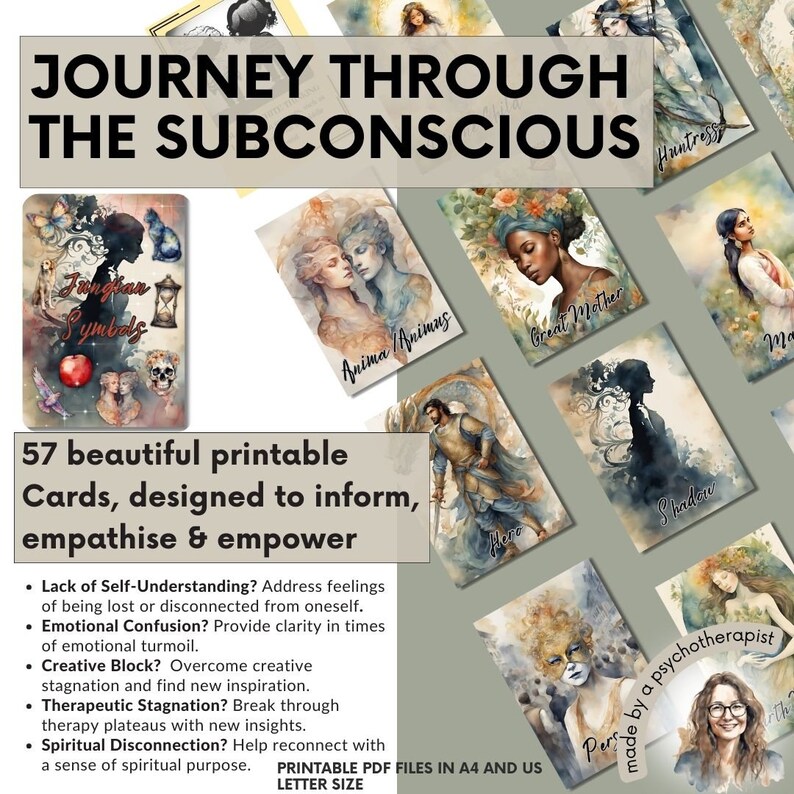 Printable Jungian Symbol Cards for Creatives 52 Watercolour Cards With ...