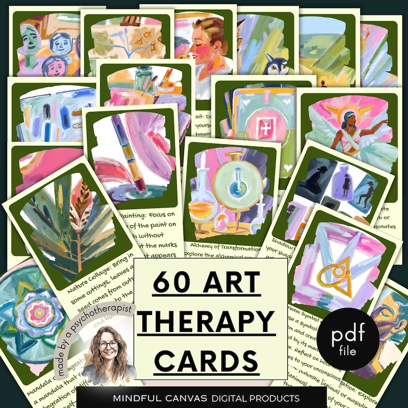Printable Art Therapy Cards for Mental Health & Self-care, Mindfulness ...