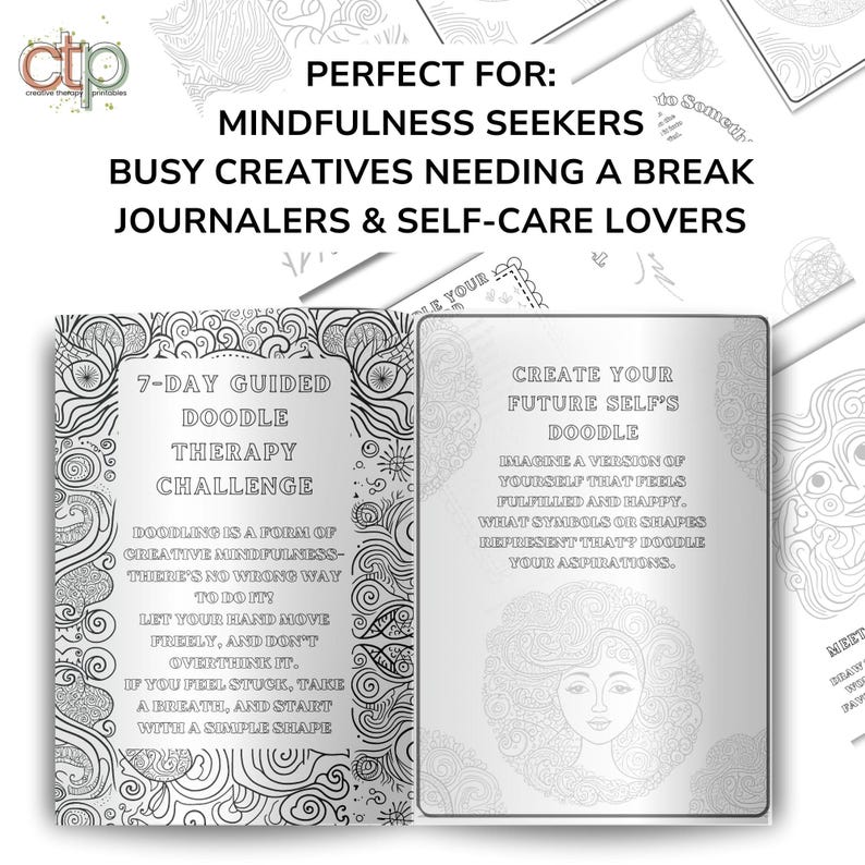 7-day Doodle Challenge, Printable Doodling Sheets for Destress, Art ...
