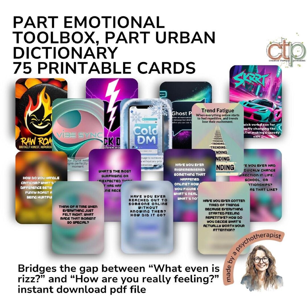 Teen Mental Health Therapy Card Game| Printable Journaling Tool for ...