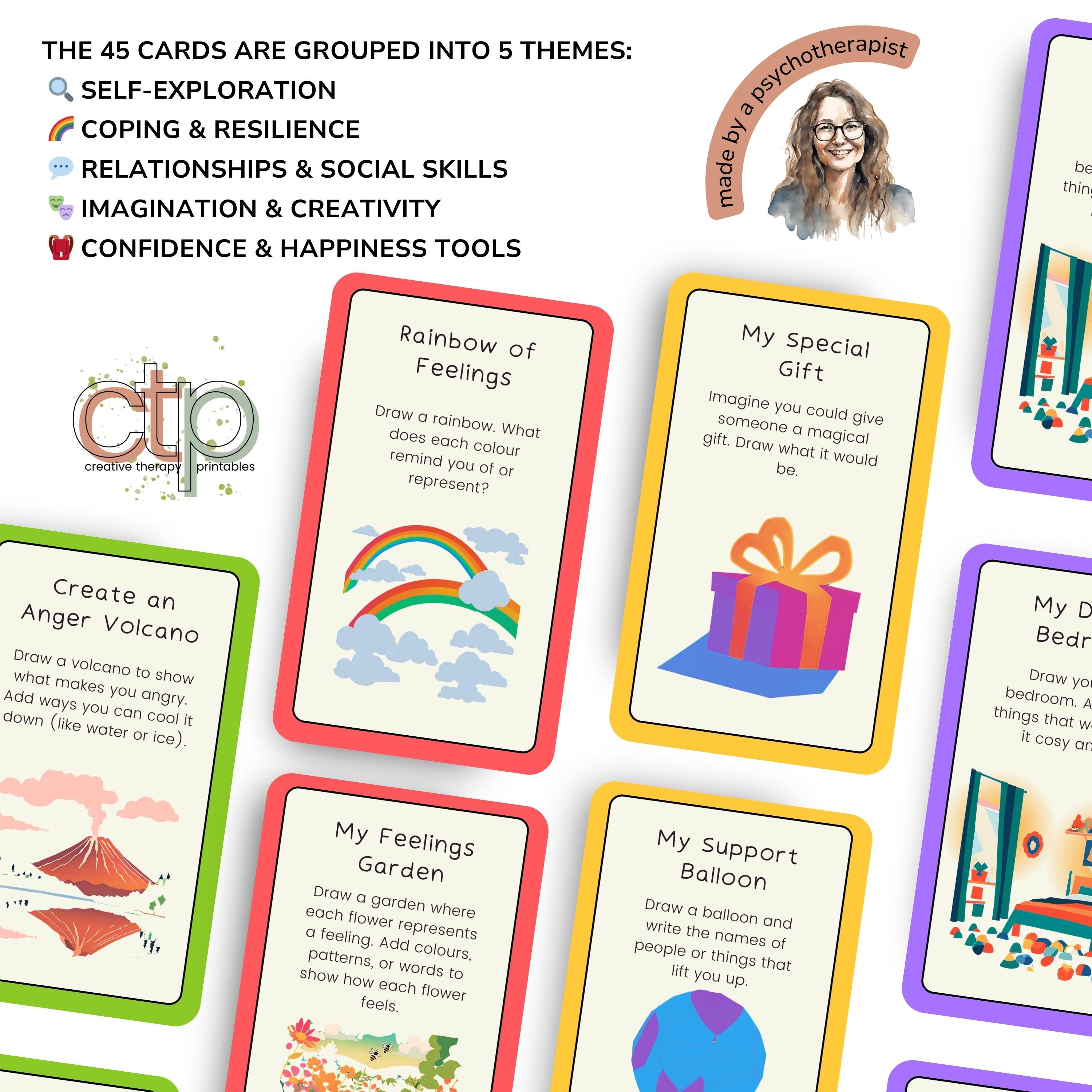 Kids Art Therapy Cards: Feelings Education, Social Skills (PDF) - Etsy