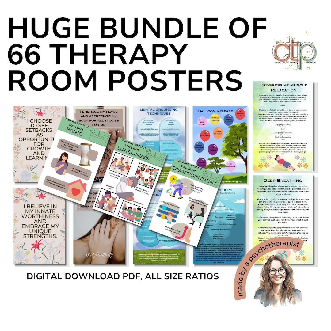 Printable Wall Art Set for Therapist Office: Mental Health Posters ...