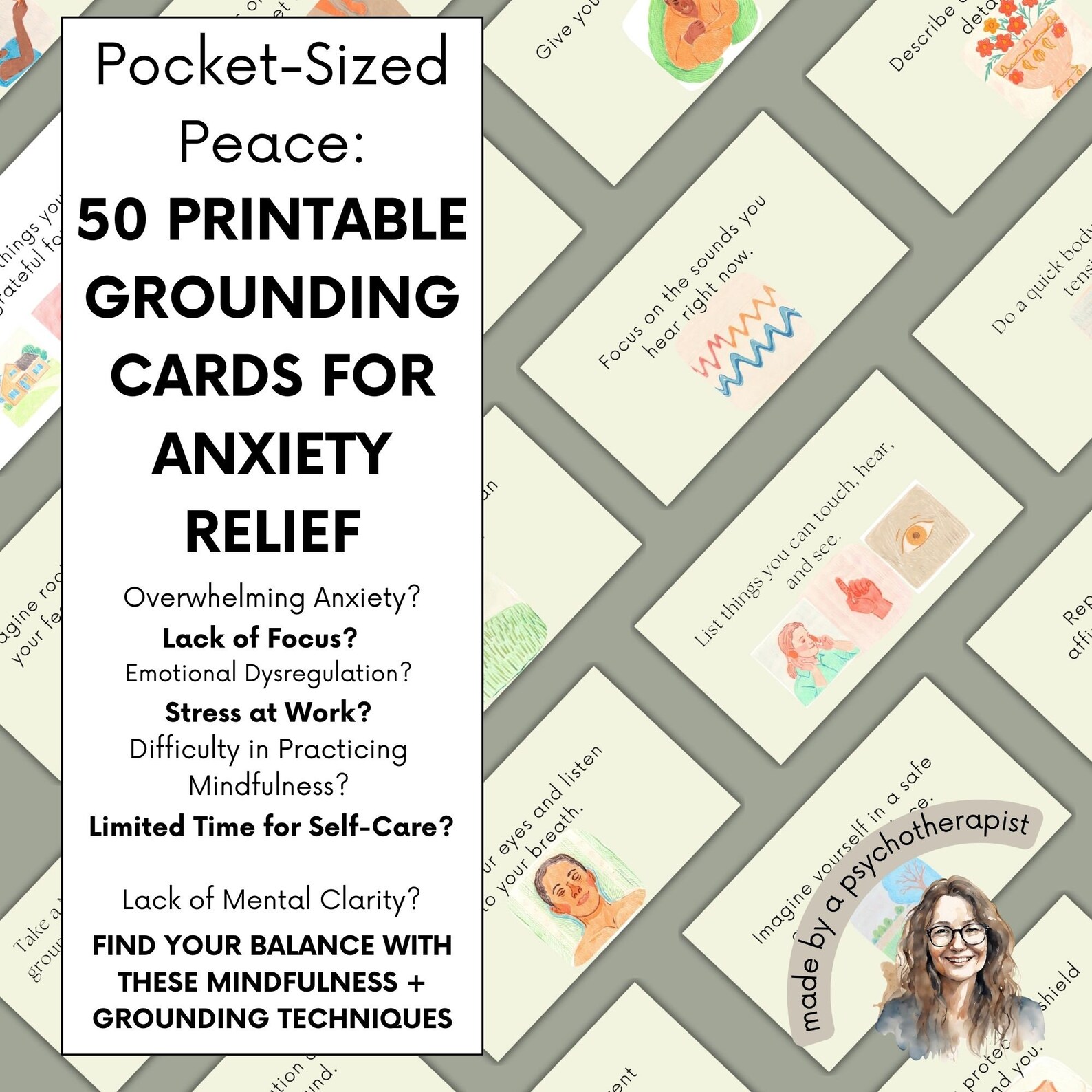 Grounding Mindfulness Cards, Printable Self Care Positive Thinking ...
