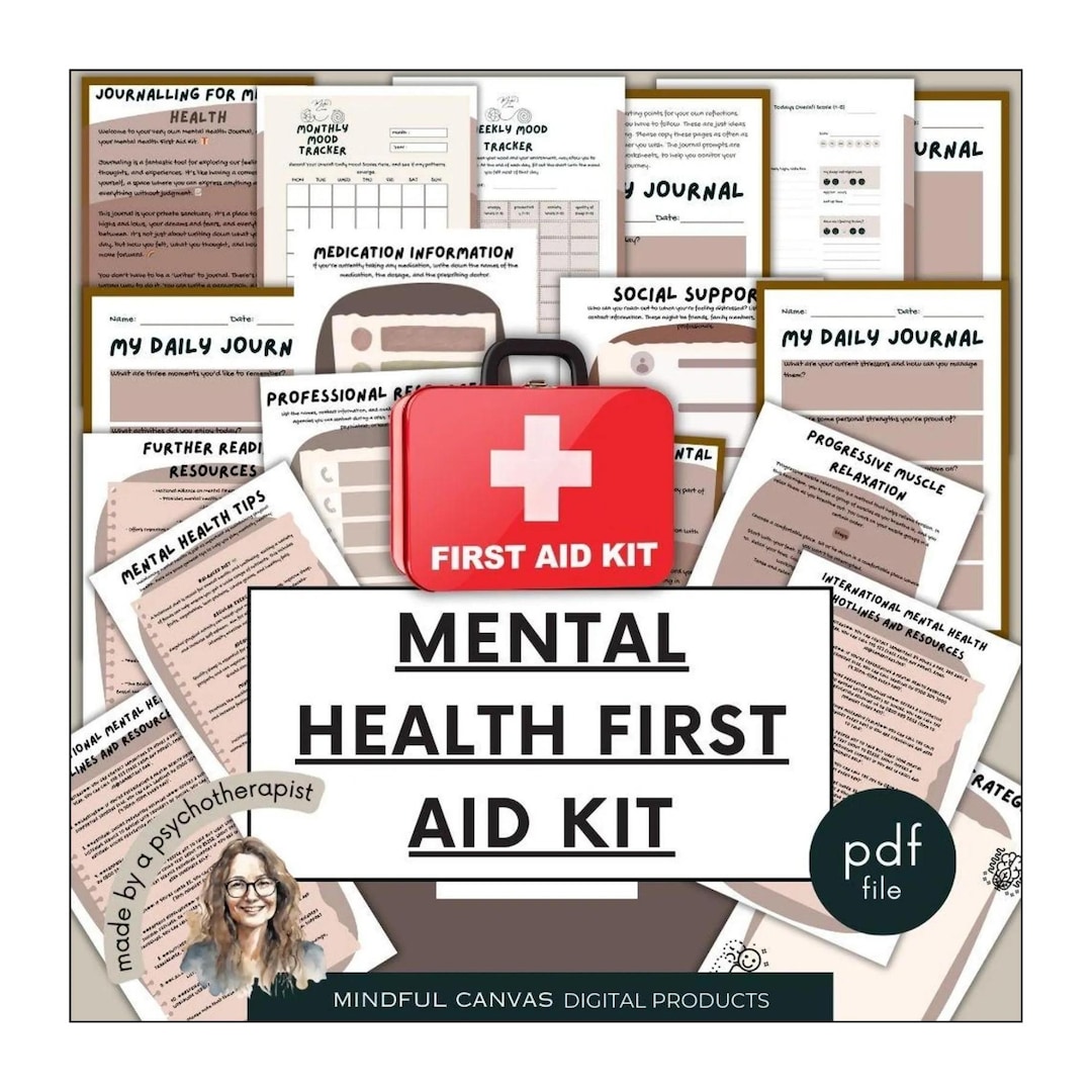 Mental Health First Aid Kit Printable PDF Anxiety Relief Self Care ...