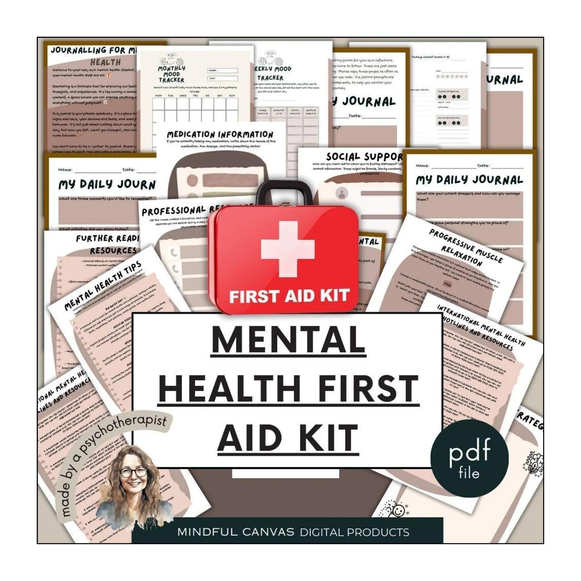 Mental Health First Aid Kit | Printable PDF Digital Planner | Anxiety ...