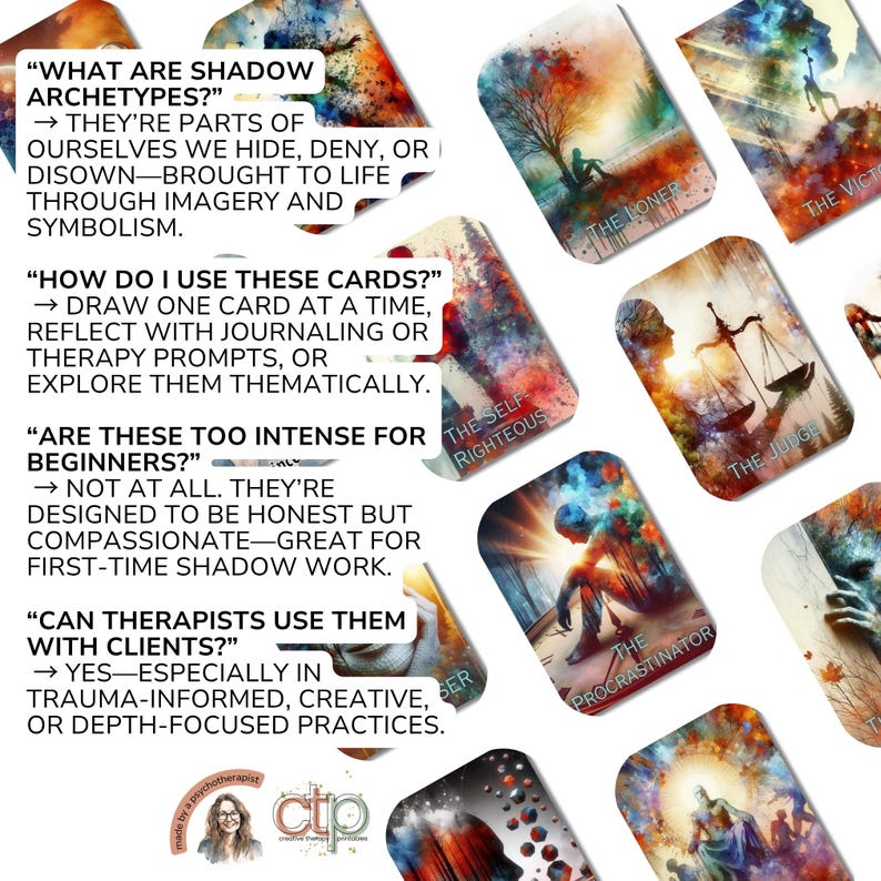 Shadow Work Therapy Cards, Printable Jungian Archetype Oracle Deck ...