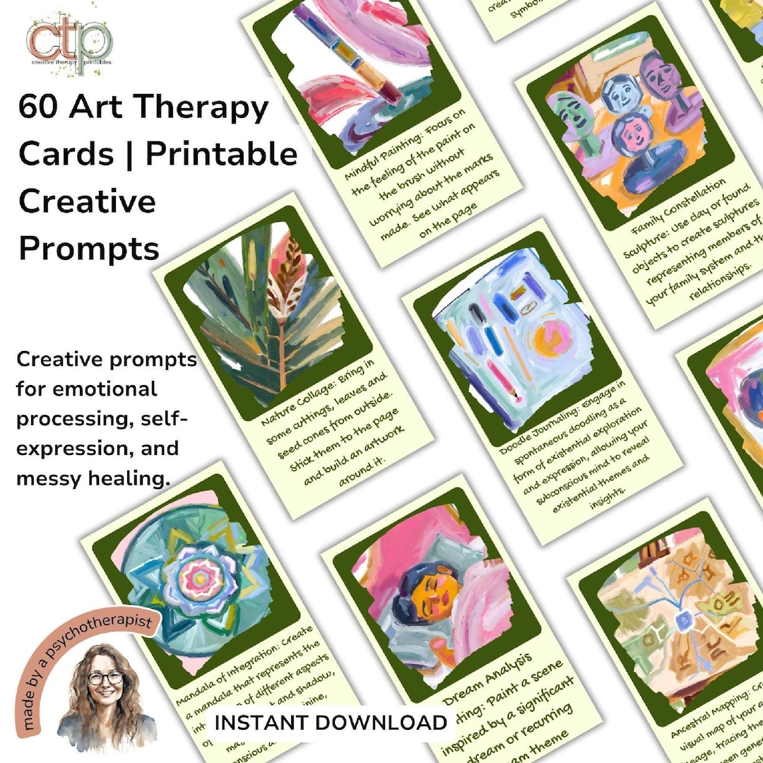Art Therapy Cards: Creative Expression Prompts (PDF) - Etsy