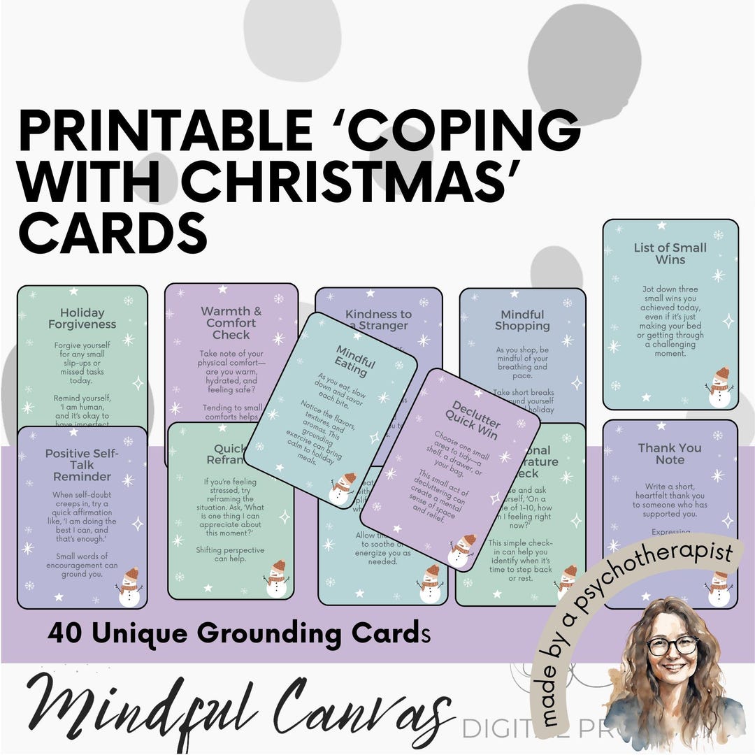 Holiday Survival Kit: 40 Christmas Mental Health Cards for Self-care ...