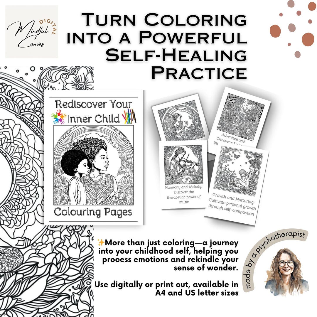 Inner Child Coloring Book – Printable Mindfulness & Stress Relief Art ...
