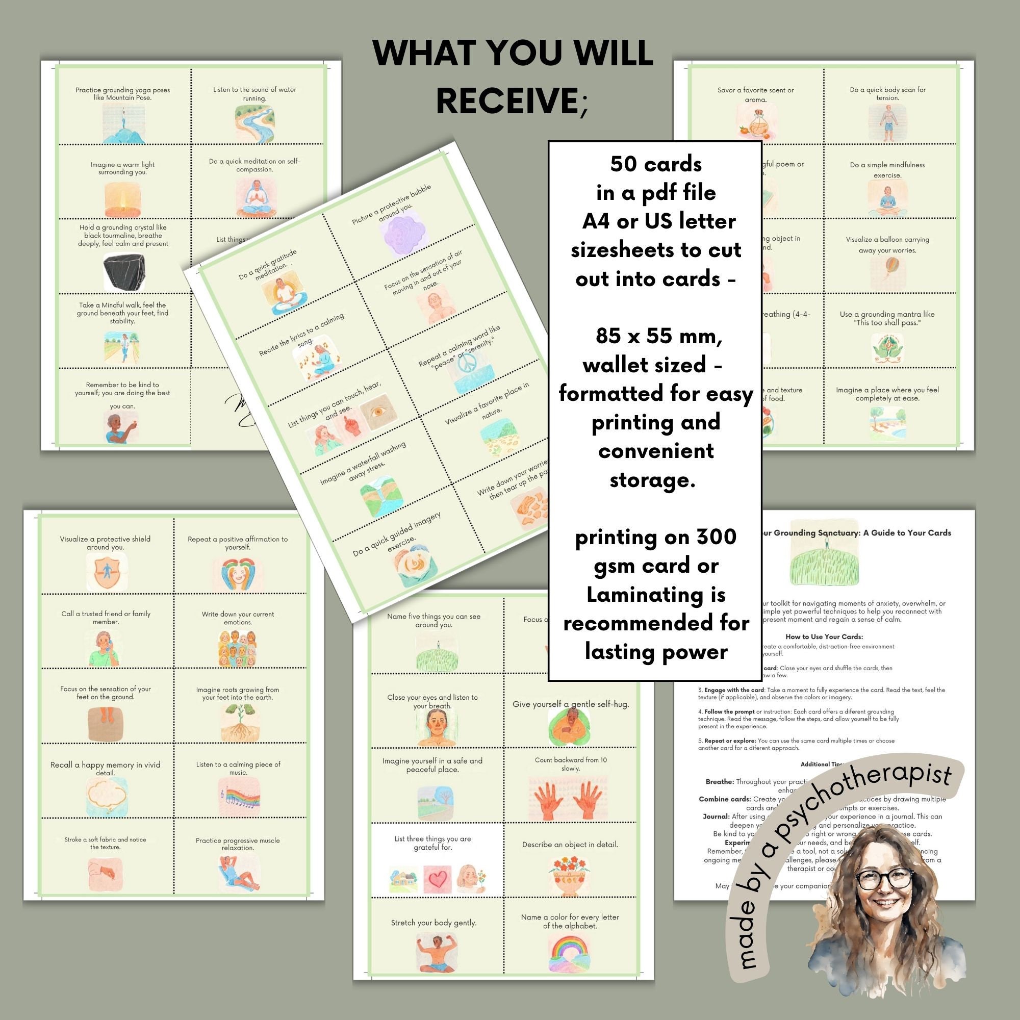 Grounding Mindfulness Cards, Printable Self Care Positive Thinking ...