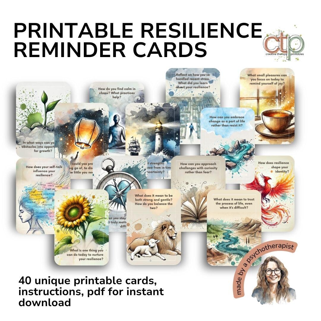 Resilience Reminder Cards - Self Care Affirmations Watercolour Art ...