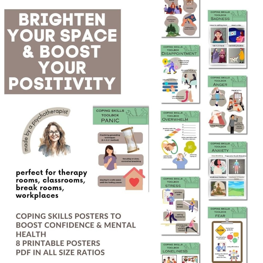 Printable Coping Skills Toolbox Posters Set of 8 PDF Anxiety Relief ...