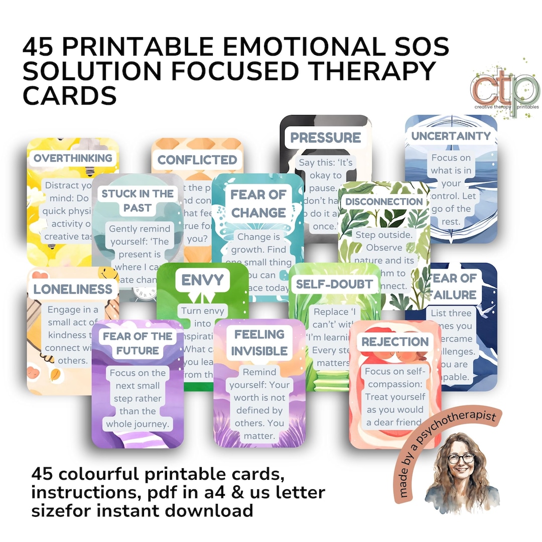 Printable Cards for Mental Health Support, Emotion Regulation ...