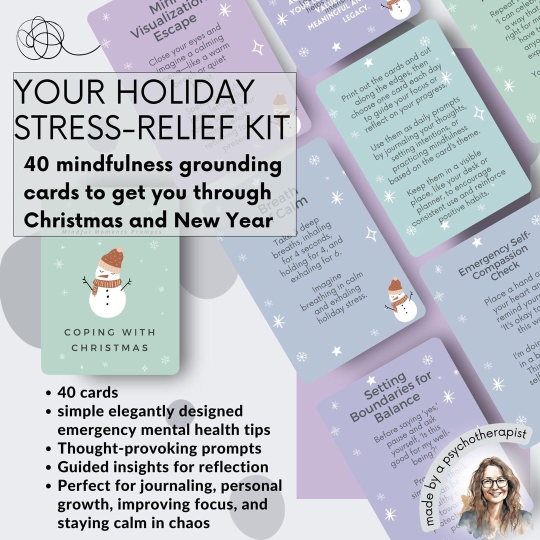 Coping at Christmas: 40 Printable Mental Health Tips Cards Stress ...