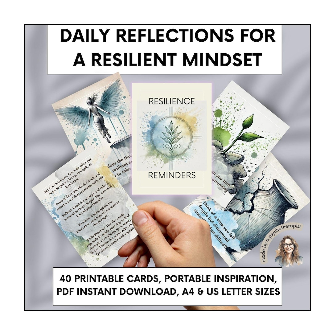 40 Printable Resilience Cards A4 & US Letter Size Watercolour Art ...