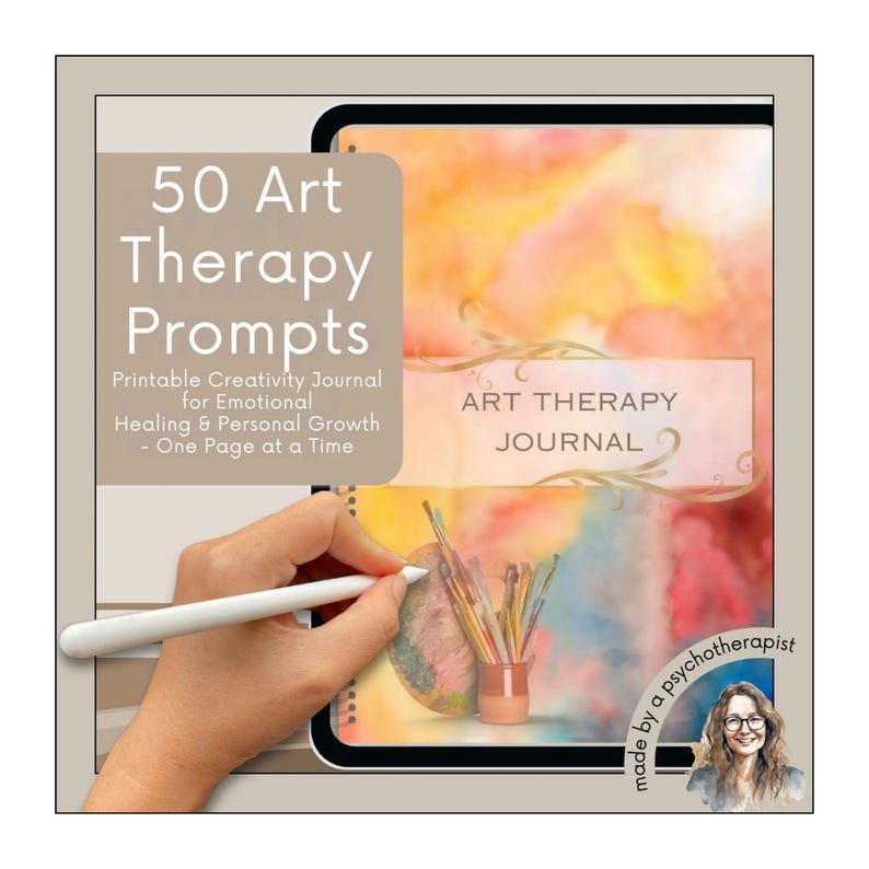 Art Therapy Journal: 50 Printable Prompts for Self-care and Mental ...