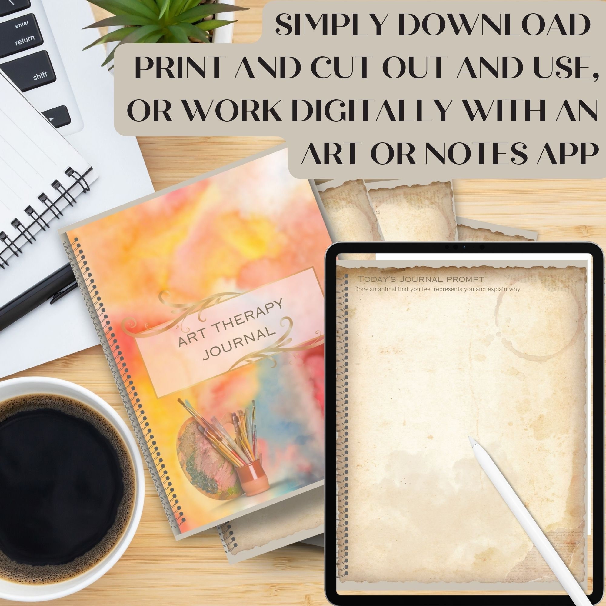 Art Therapy Journal: 50 Printable Prompts for Self-care and Mental ...