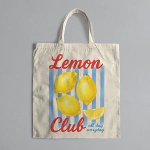 Lemon Club Canvas Tote Bag Summer Beach Bag Eco-friendly Reusable ...