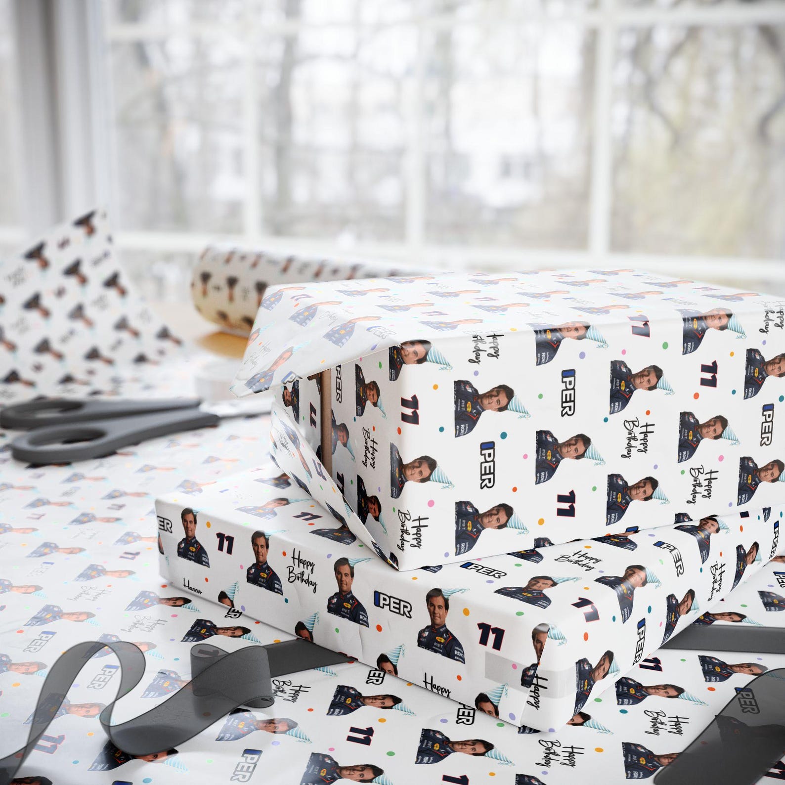 Checo Perez Wrapping Paper, Gift Wrapping Sergio Perez Paper, F1, F1 ...