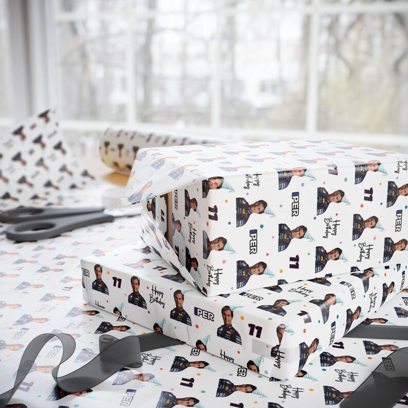 Checo Perez Wrapping Paper, Gift Wrapping Sergio Perez Paper, F1, F1 ...