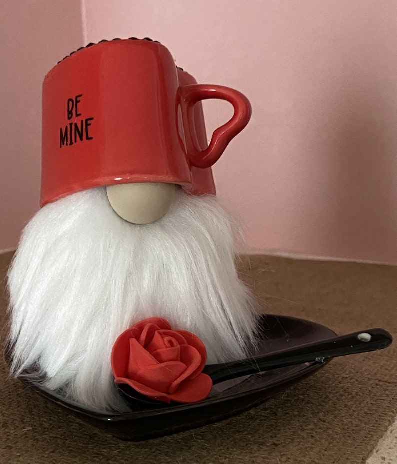 Valentine Gnome Tea Cup With Spoon and Rose - Etsy