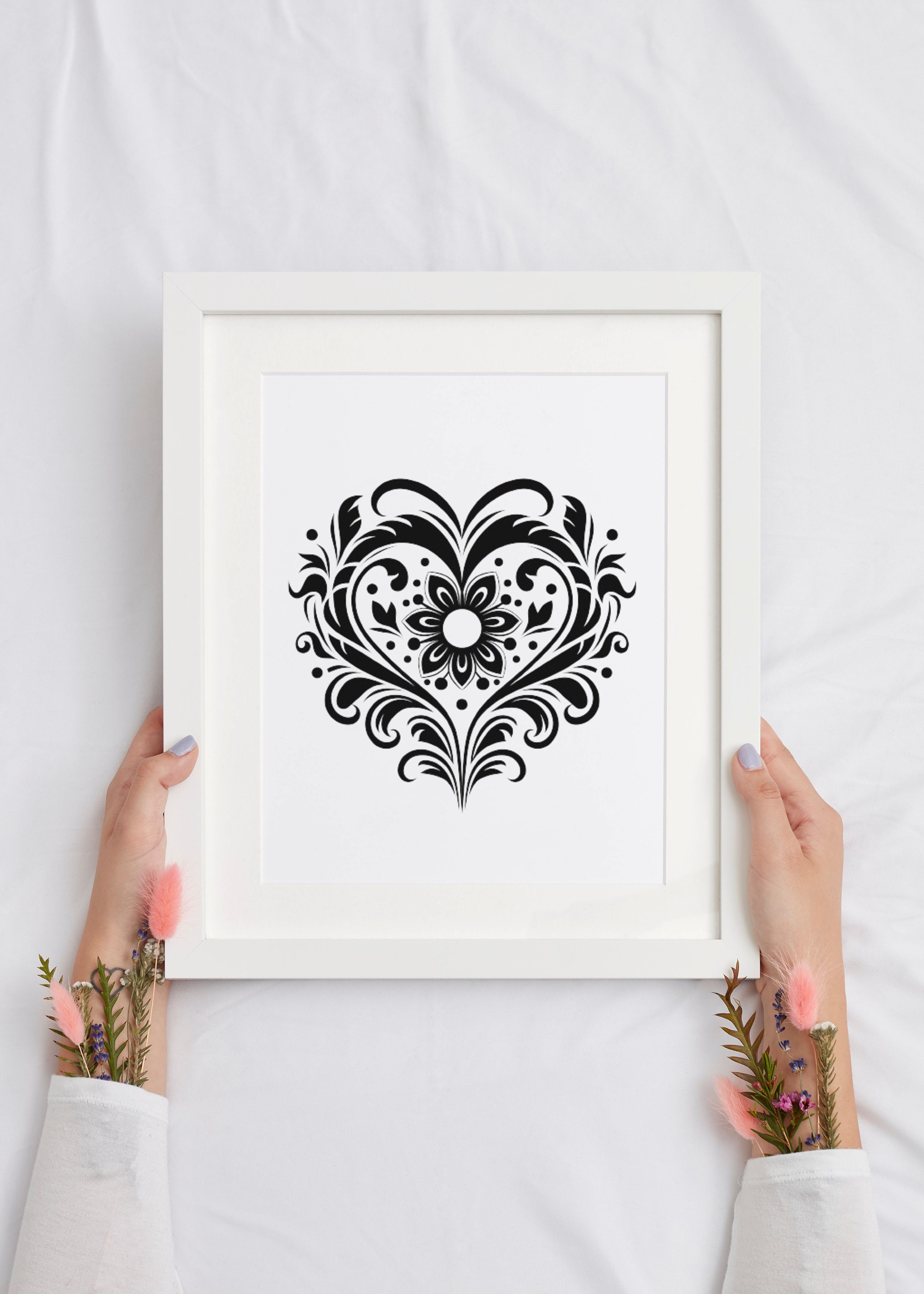 Floral Heart SVG Bundle, Flower Heart Cut File, Flower Heart Clipart ...