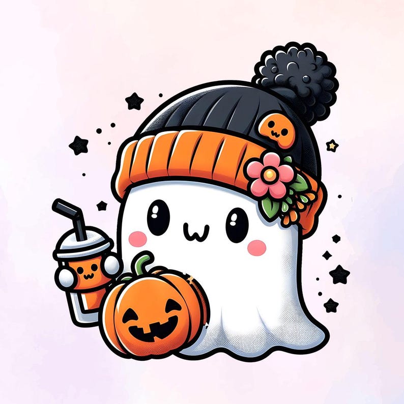 Cute Kawaii Ghost Png, Halloween Png, Coffee Drink Png, Bougie Png ...
