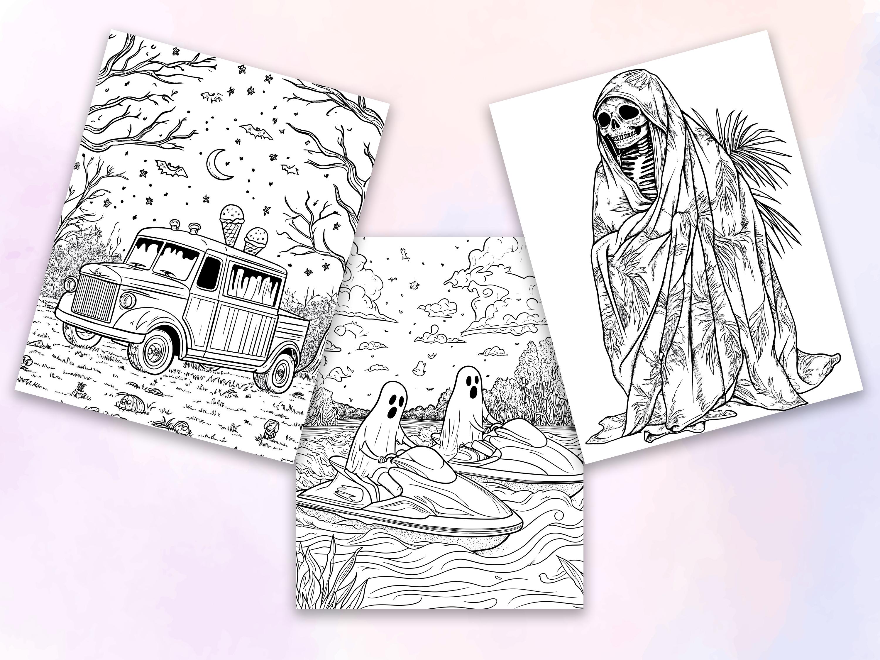 30 Summerween Coloring Pages for Kids and Adult, Digital Coloring ...