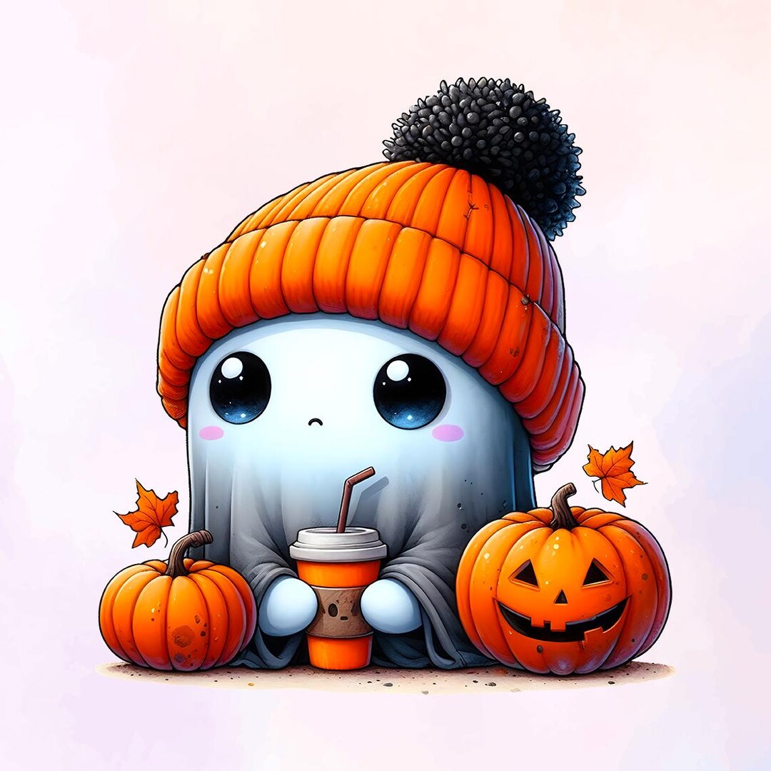 Cute Kawaii Ghost Png, Halloween Png, Coffee Drink Png, Bougie Png ...