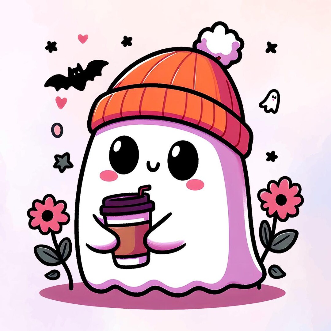 Cute Kawaii Ghost Png, Halloween Png, Coffee Drink Png, T Shirt Png ...