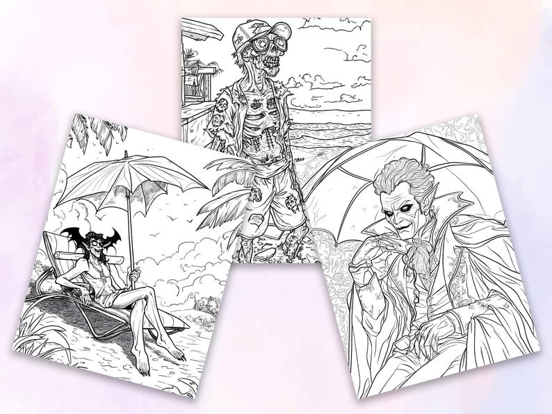 30 Summerween Coloring Pages for Kids and Adult, Digital Coloring ...