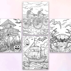 30 Summerween Coloring Pages for Kids and Adult, Digital Coloring ...
