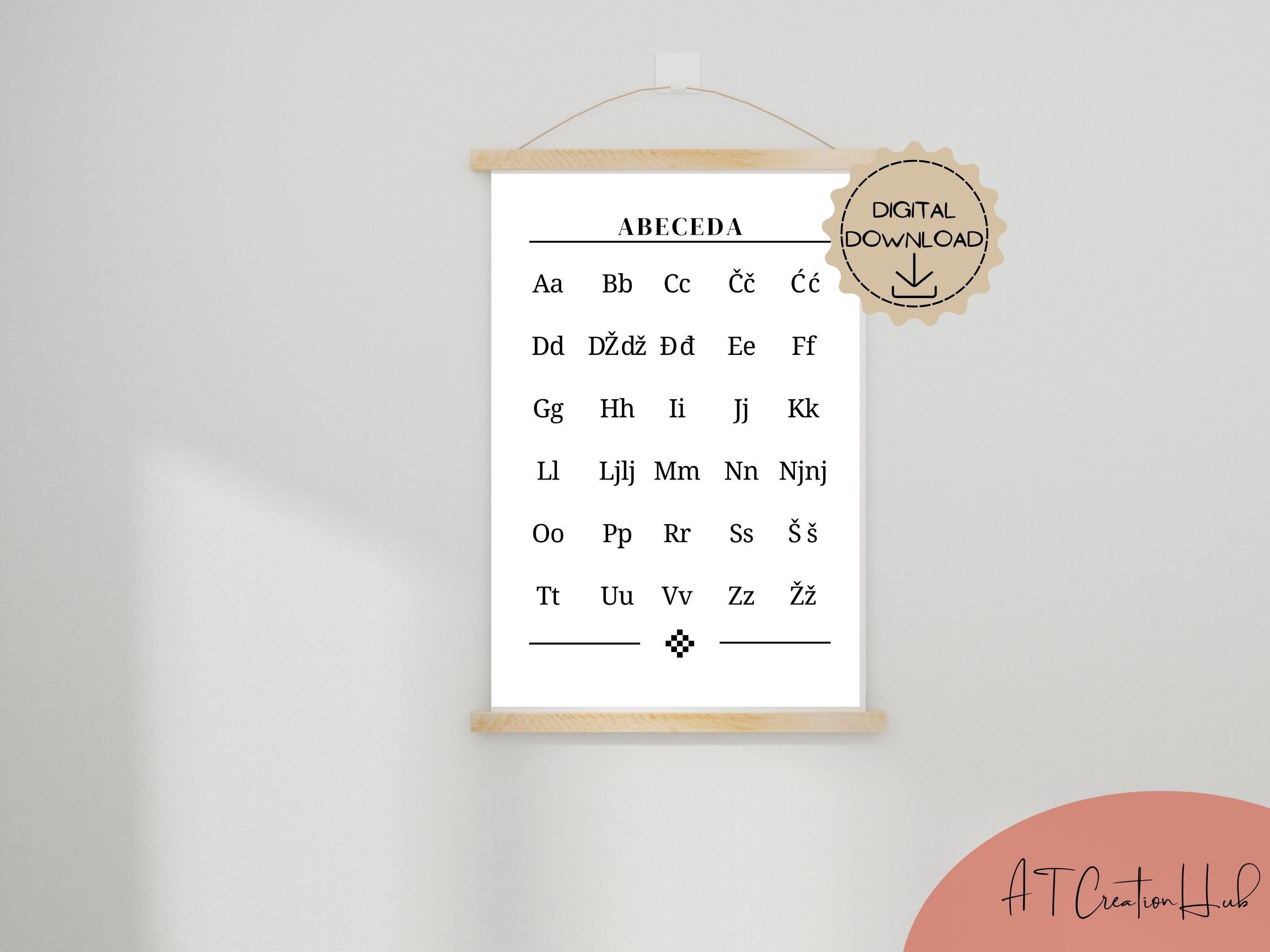 CROATIAN Alphabet Educational Poster, Croatian Language Digital Print ...